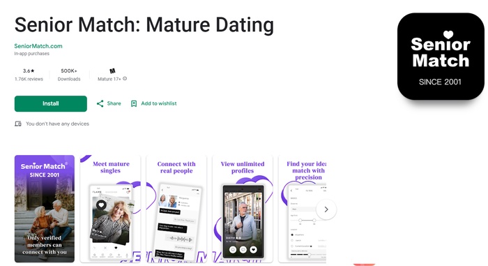 Senior Match Dating App for Over 50 Mature Singles 2026